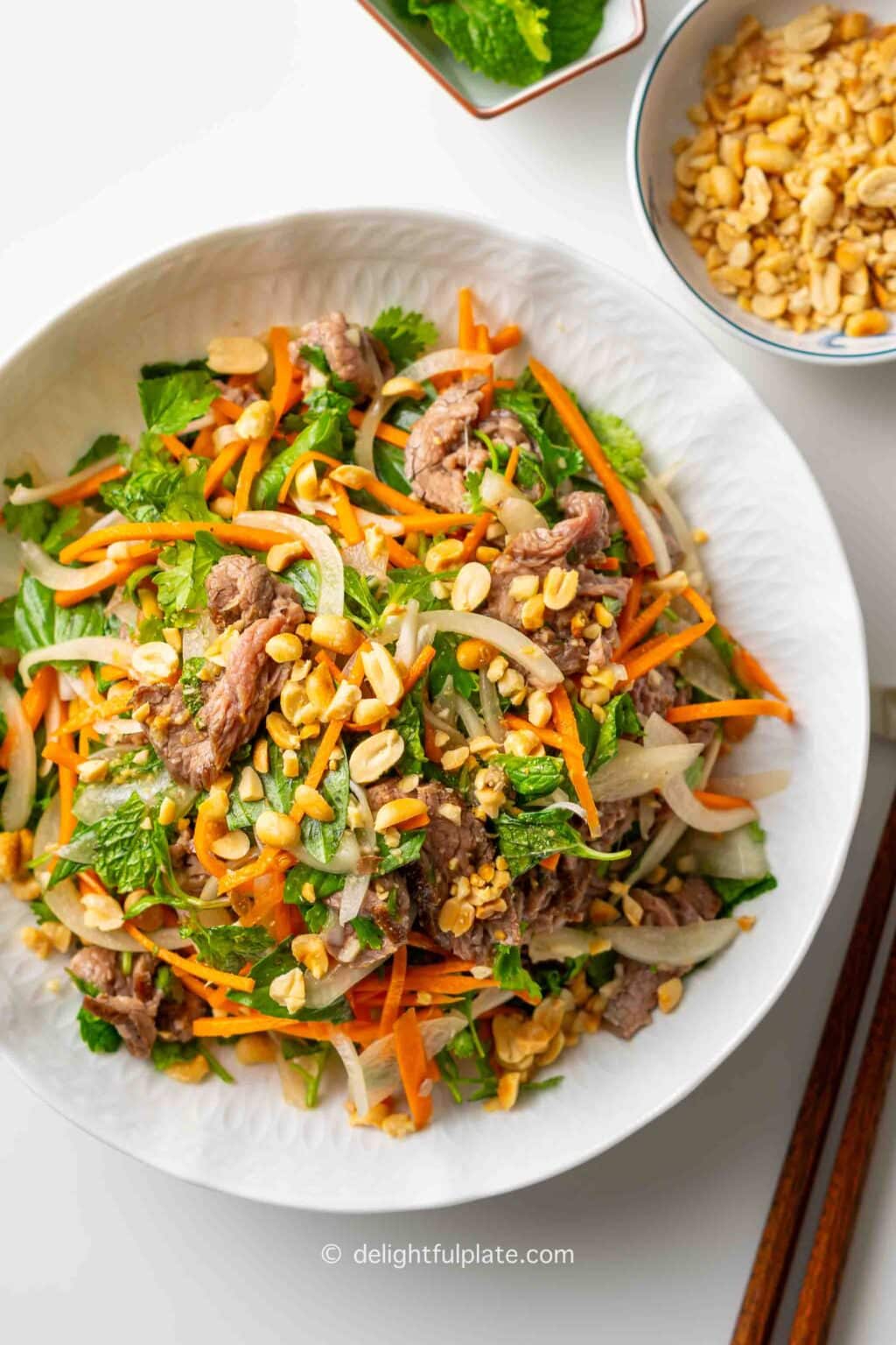 Vietnamese Rare Beef in Lime Juice Salad (Bò Tái Chanh) - Delightful Plate