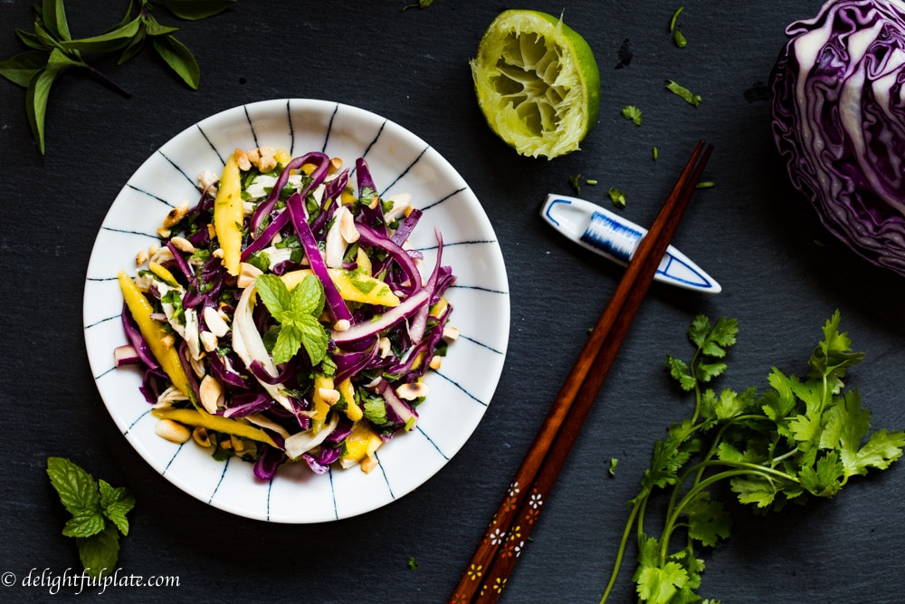 Crunchy Chicken Cabbage Mango Salad - Delightful Plate