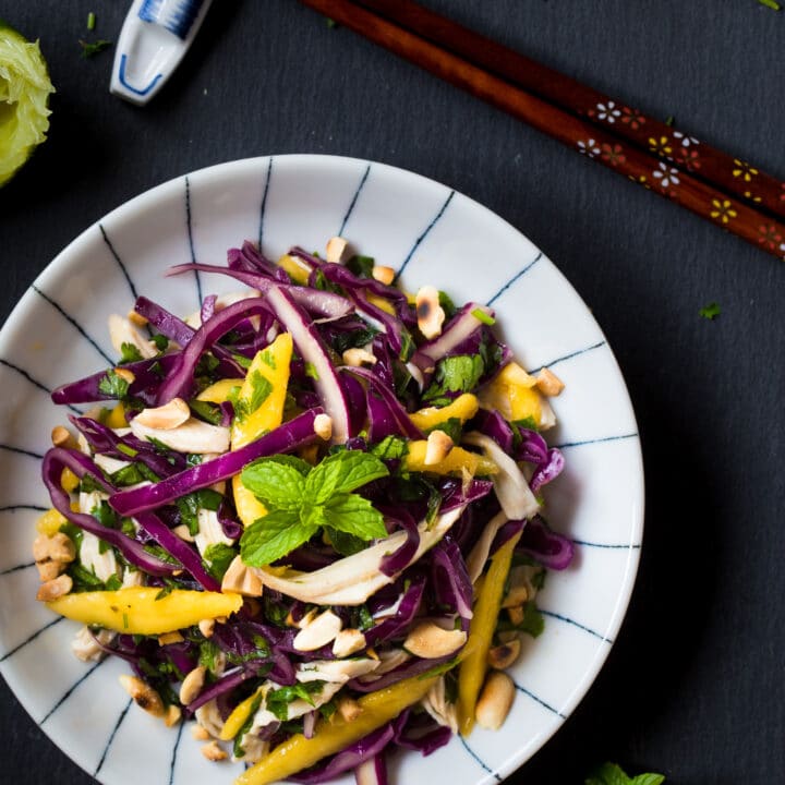 Crunchy Chicken Cabbage Mango Salad - Delightful Plate