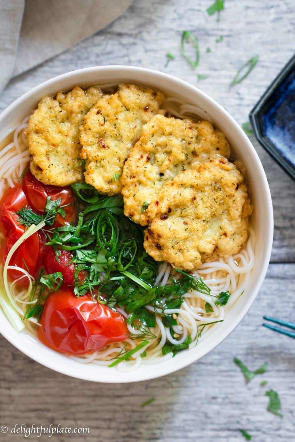 Vietnamese Fried Fish Vermicelli Noodle Soup (Bun Ca) - Delightful Plate