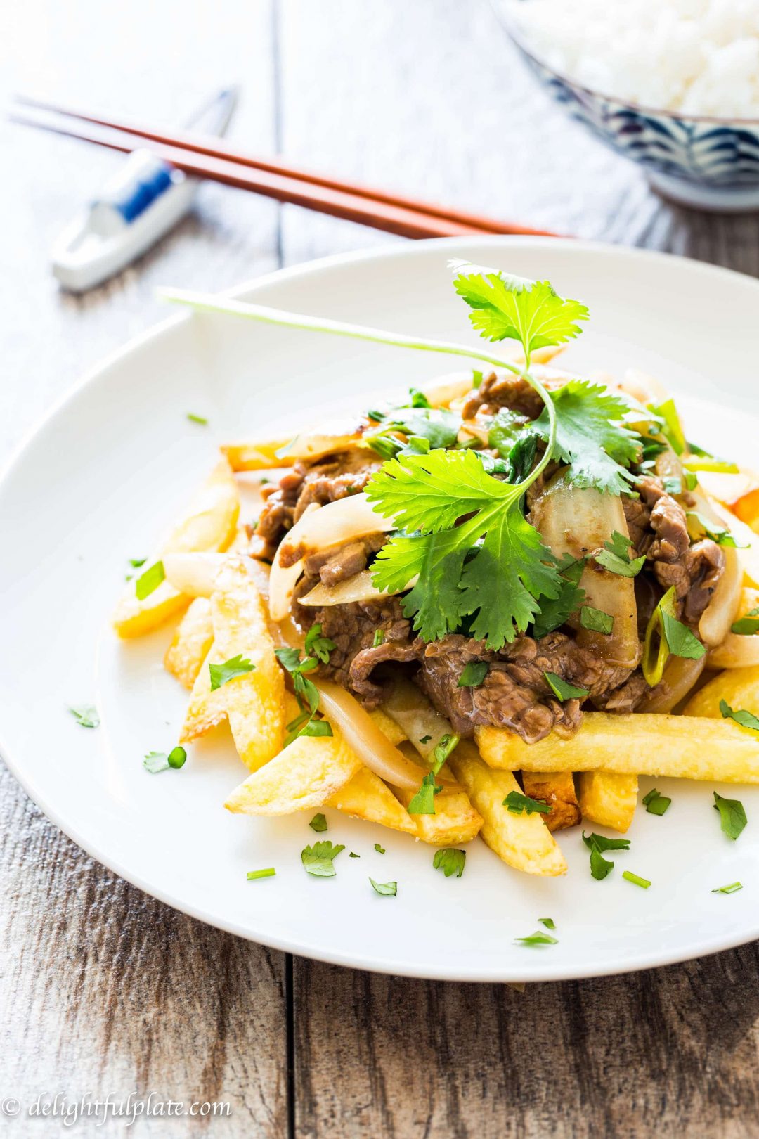 Celery Leaves Beef Stir-fry with Crispy Fries - Delightful Plate