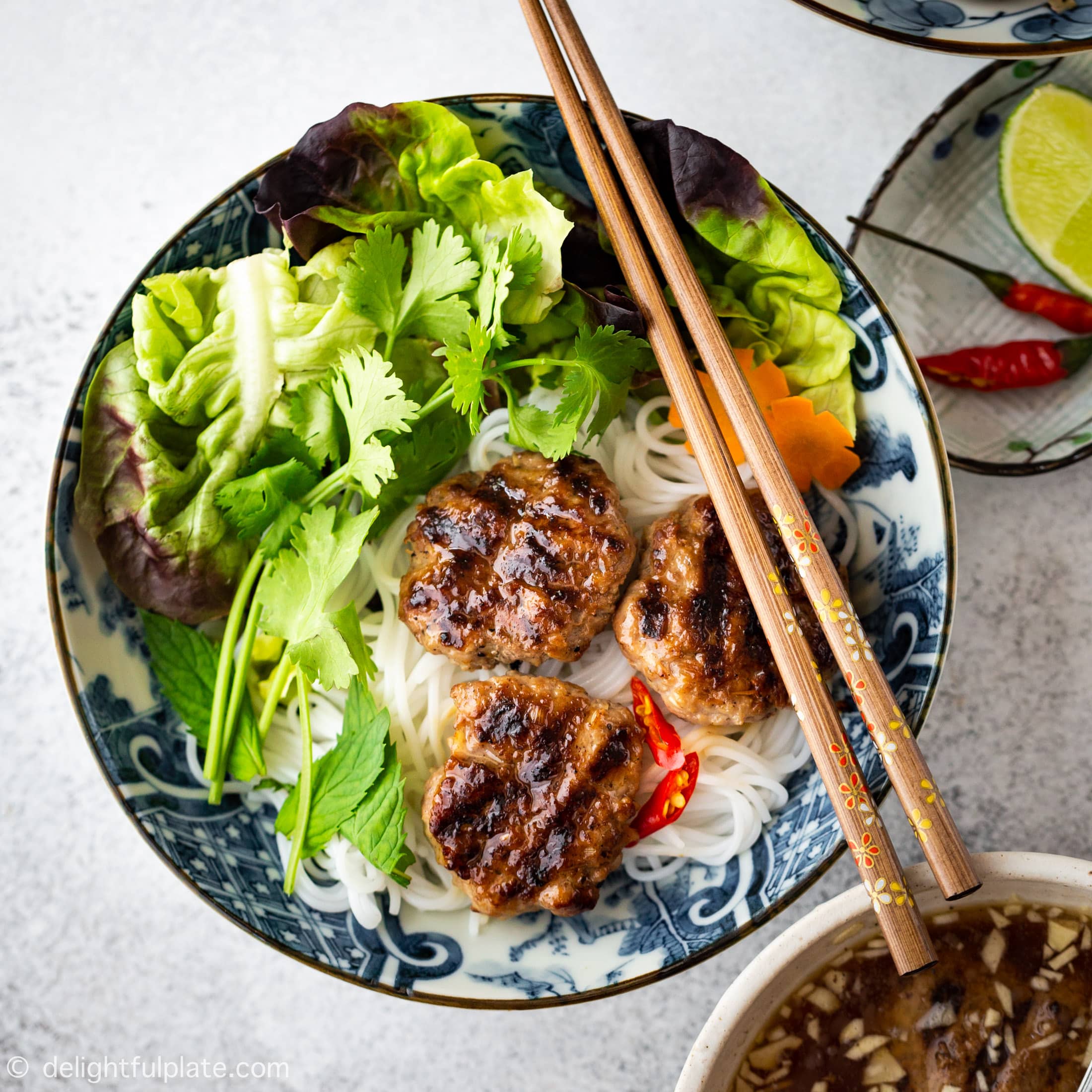 Authentic Bun Cha Vietnamese Grilled Pork Meatballs With Noodles Authentic Bun Cha Vietnamese Grilled Pork Meatballs With Noodles