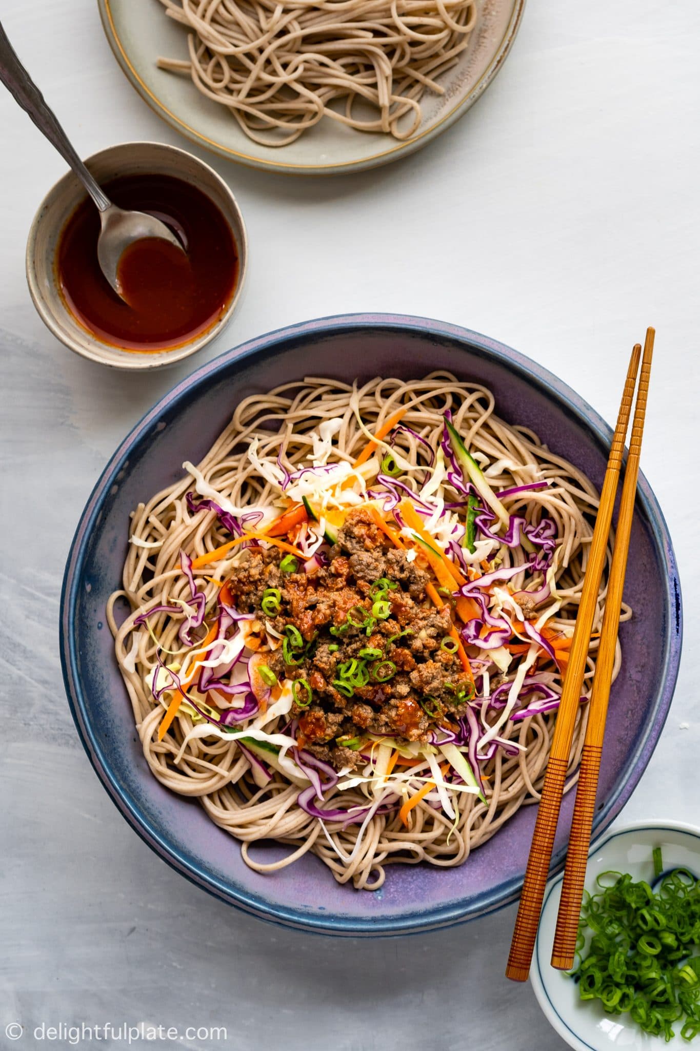 Spicy Beef Soba Noodle Salad - Delightful Plate