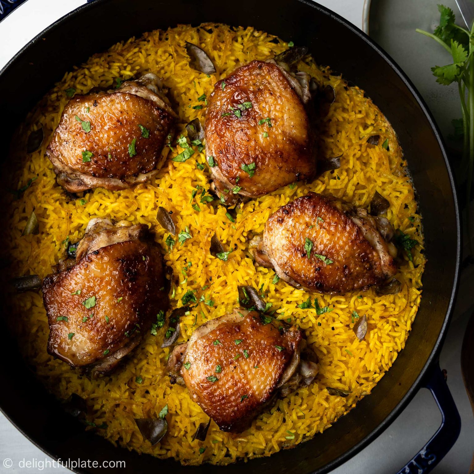 One Pan Chicken and Turmeric Rice - Delightful Plate