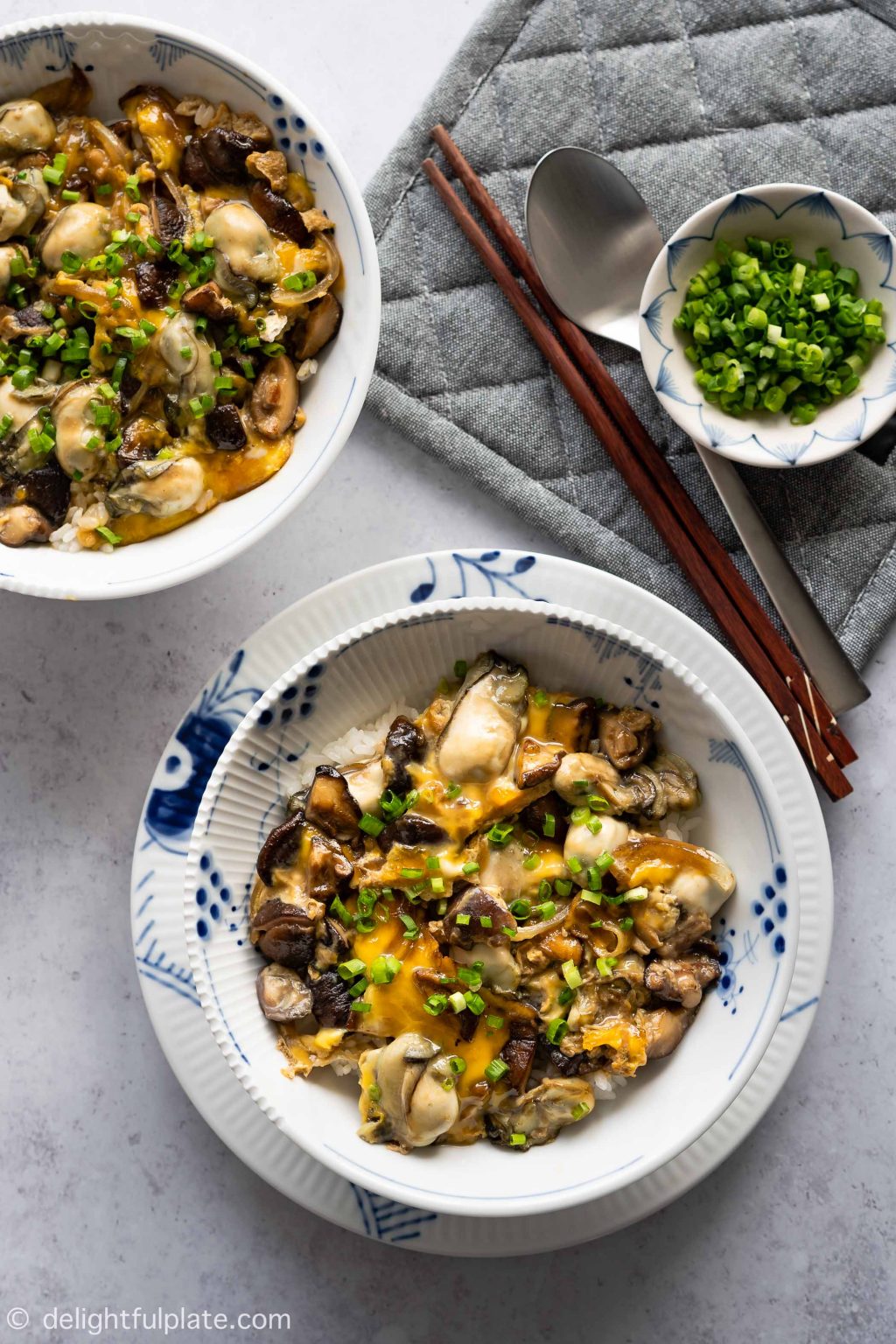 Mushroom Oyster Rice Bowl (Oyster Donburi) - Delightful Plate