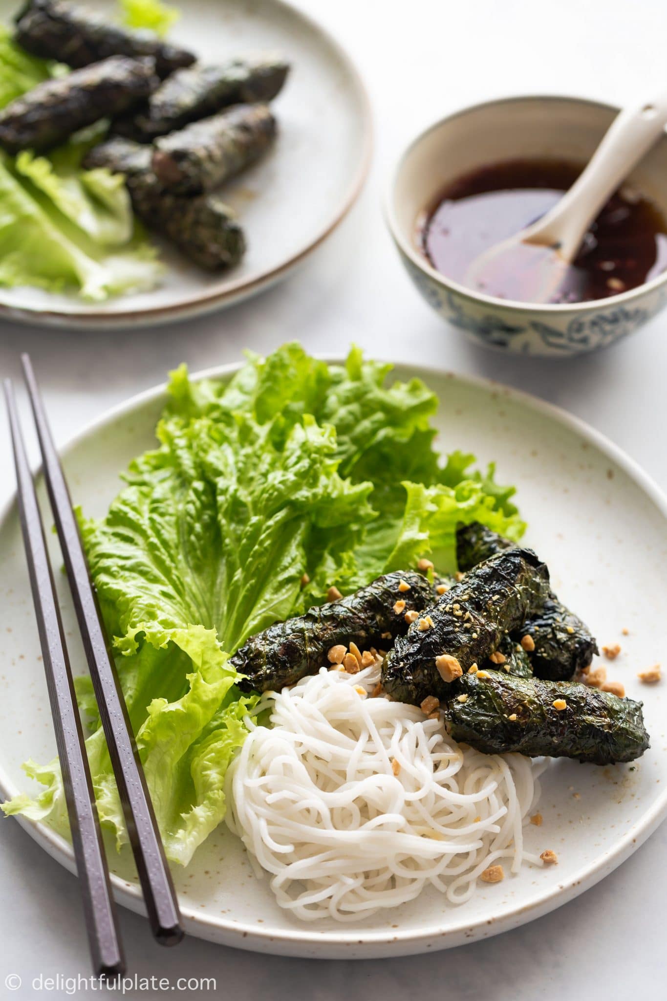 Vietnamese Grilled Beef in Lolot Leaves (Bò Cuốn Lá Lốt) - Delightful Plate