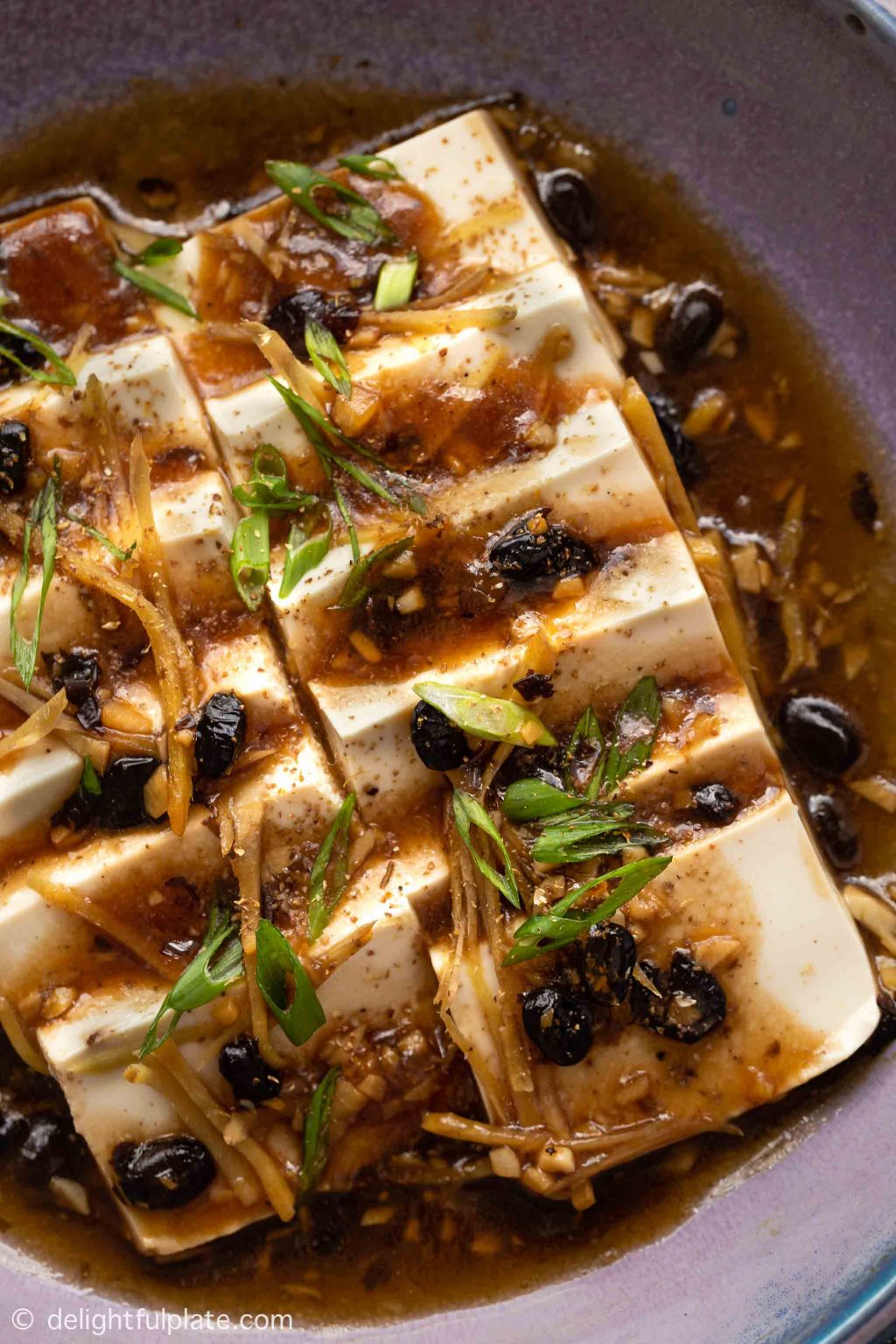 Steamed Tofu in Black Bean Sauce - Delightful Plate