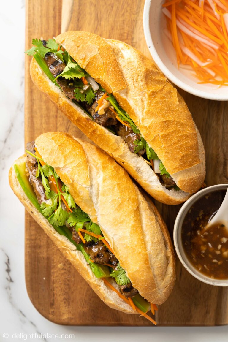 Vietnamese Beef Banh Mi - Delightful Plate