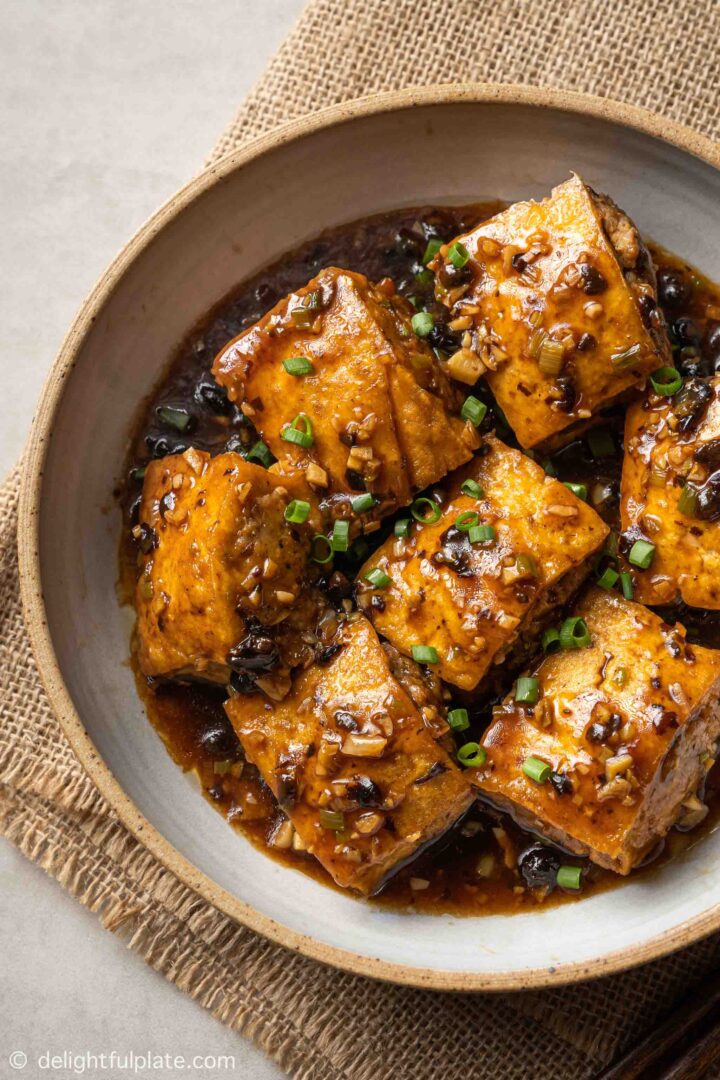 Stuffed Tofu in Black Bean Sauce - Delightful Plate