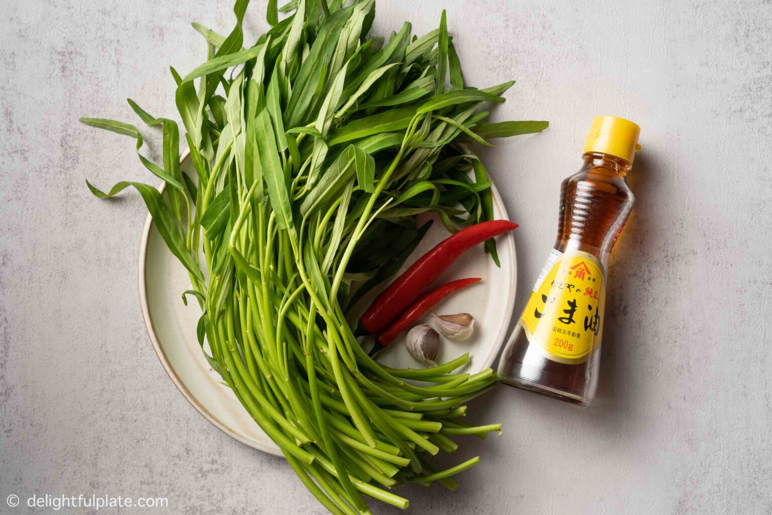 Seasoned Water Spinach Side Dish (Asian-style) - Delightful Plate