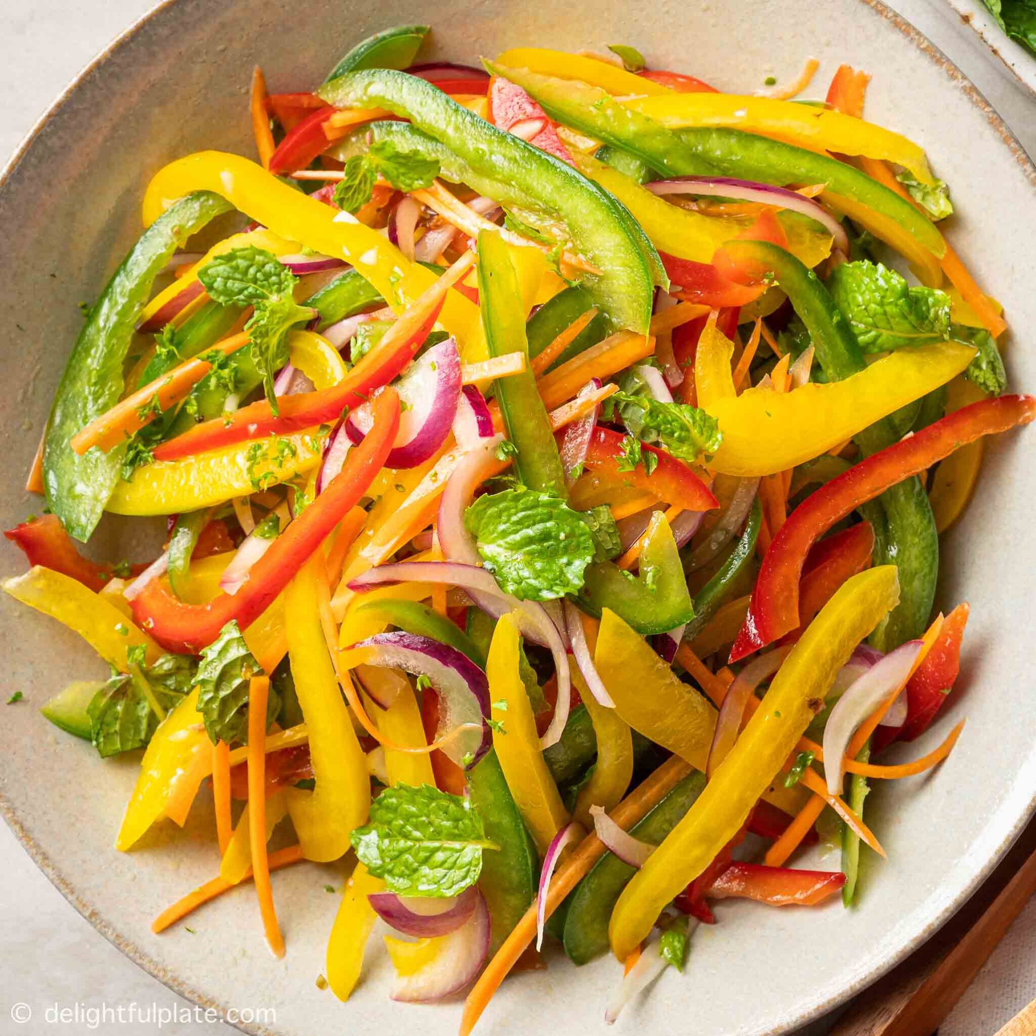 Easy Bell Pepper Salad - Delightful Plate