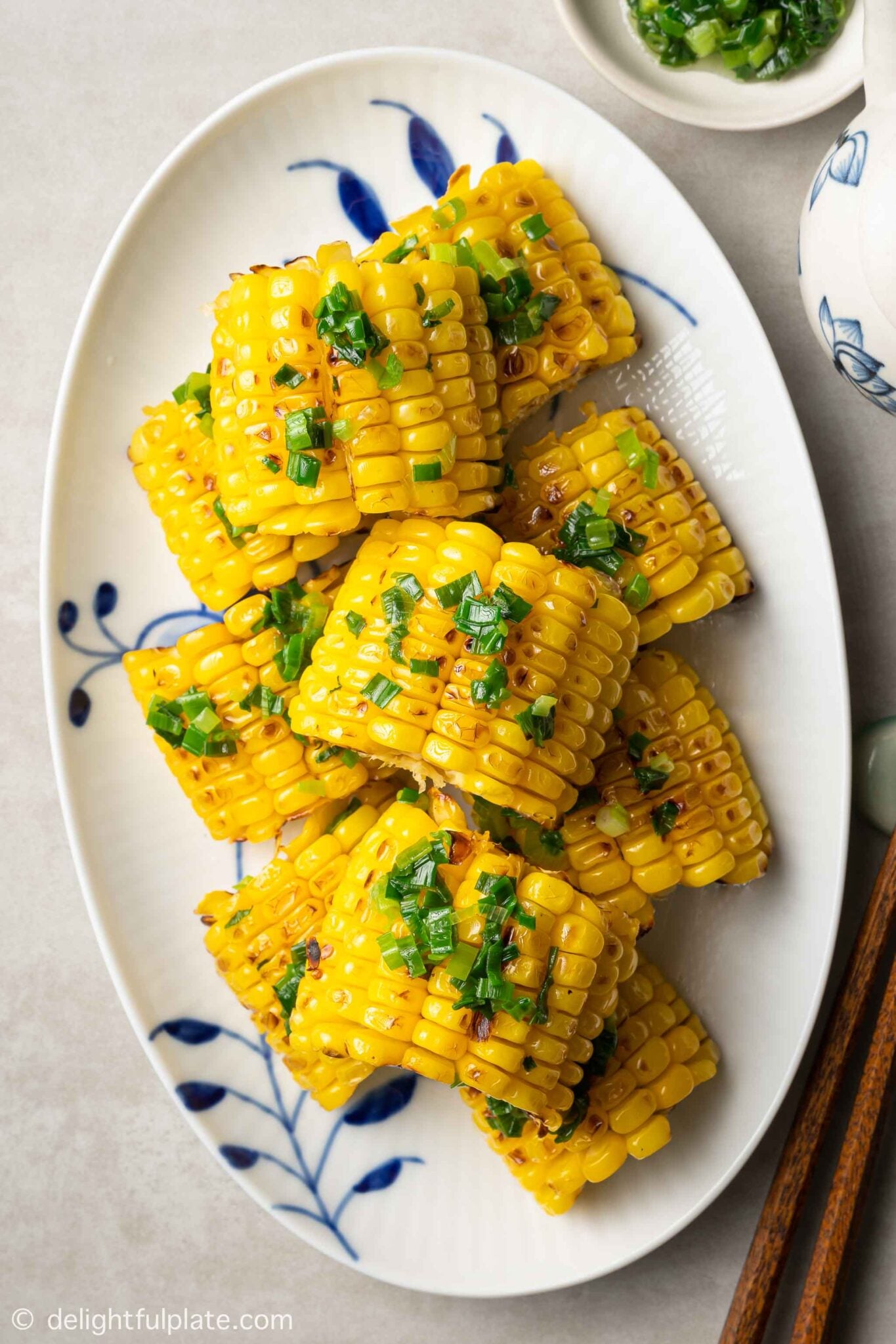 Vietnamese Grilled Corn with Scallion Oil - Delightful Plate