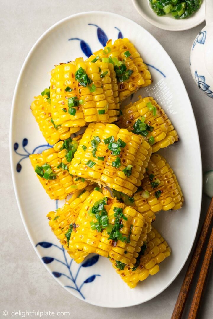 Vietnamese Grilled Corn with Scallion Oil - Delightful Plate